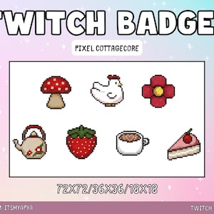 Cottagecore Pixel Twitch Sub/bit Badges Package | Emojis | Emotes ...