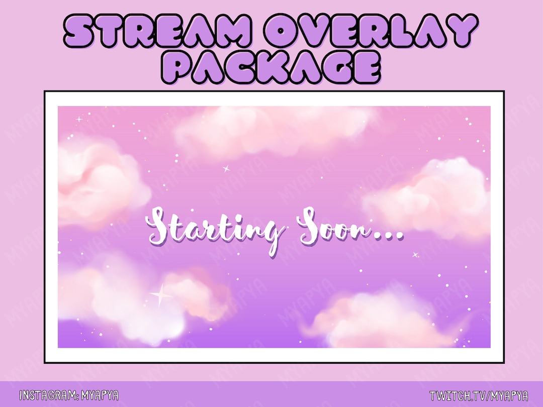 Gamer Girl Pink Cloud Animated Scene Overlay Package for Twitch ...