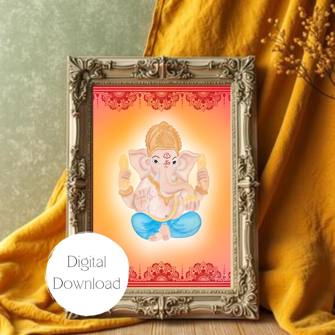Ganpati Digital Download - Ganesha Printable Wall Art, Indian Home ...