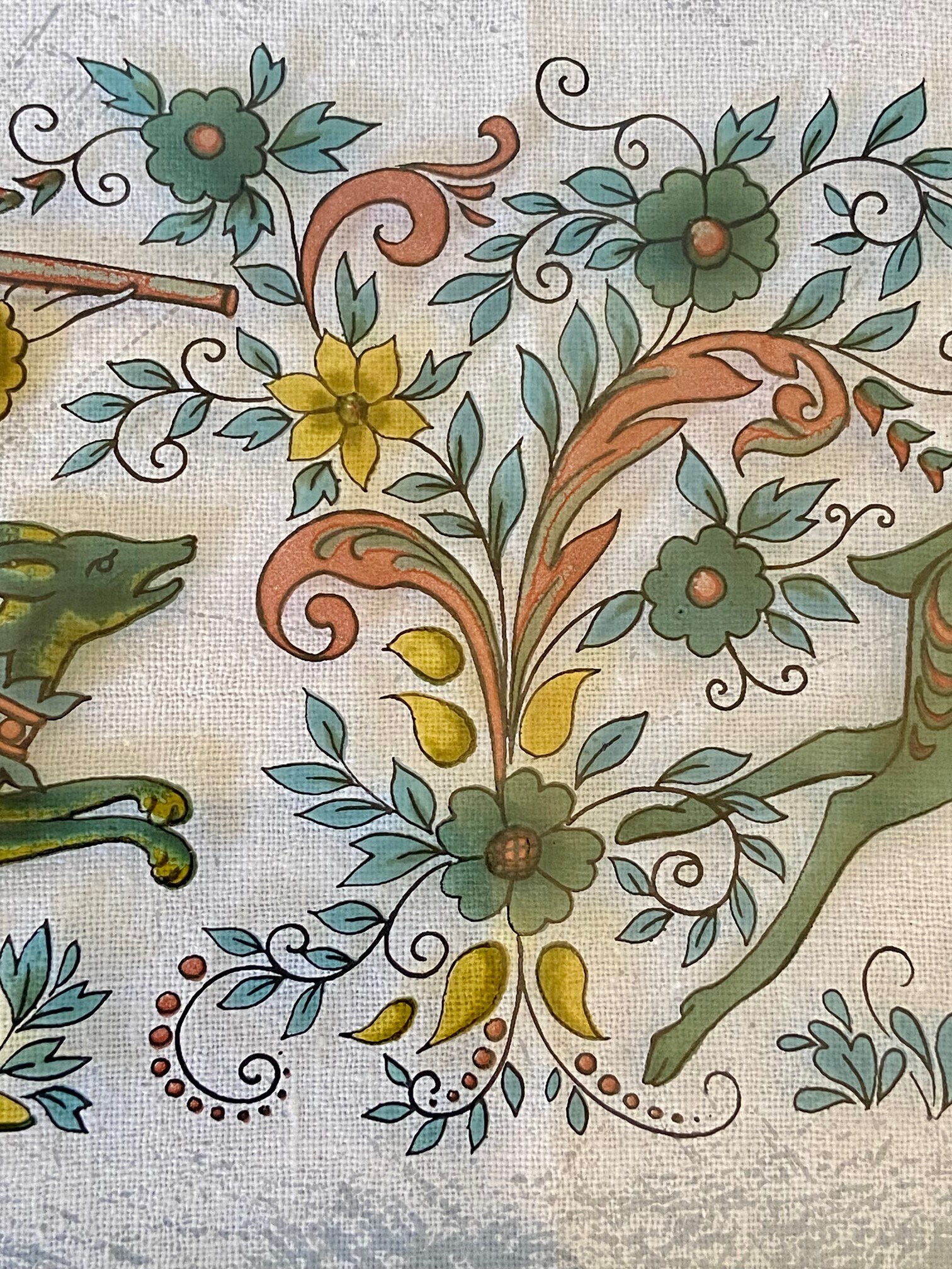 Vintage Hand Painted Glass Window Panel With Traditional Mid-european ...