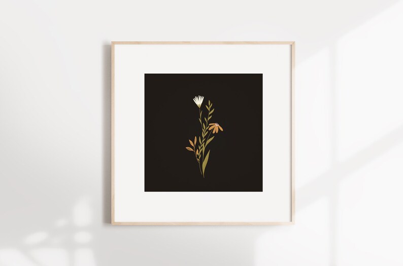Digital Art Floral Stem Illustration Black and White || DIGITAL ...
