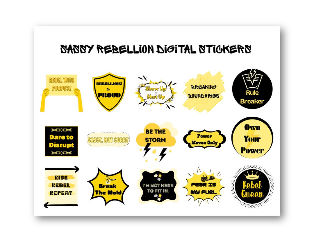 Sassy Rebellion Digital Stickers | PNG Images | Digital Planner ...