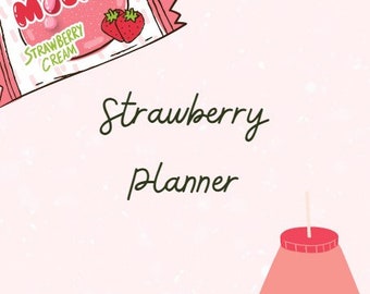 Kawaii Strawberry Themed Digital Planner, Kawaii Digital Planners ...