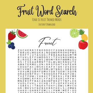 Fruit Word Search Word Game Fun Activity Teacher Resources 16 Words ...
