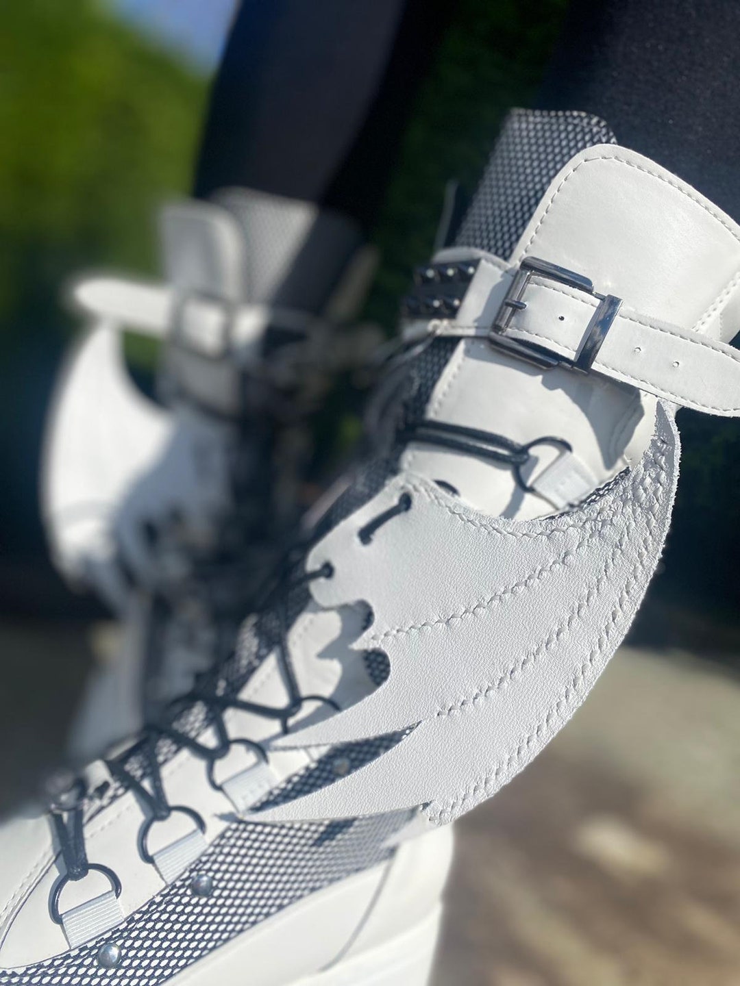 Real Leather White Dragon Boot Wings Tiamat Inspired - Etsy