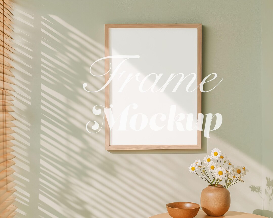 Frame Mockup, Wooden Poster Frame on Wall, Vertical 3x4 Frame Mockup ...