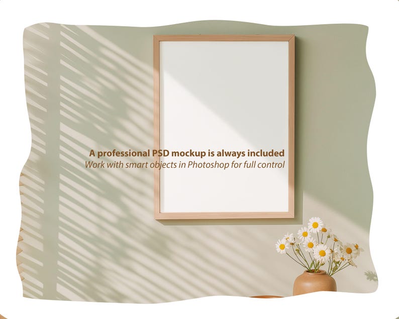 Frame Mockup, Vertical Wooden 3x4 Poster Frame With Spring Greenery ...