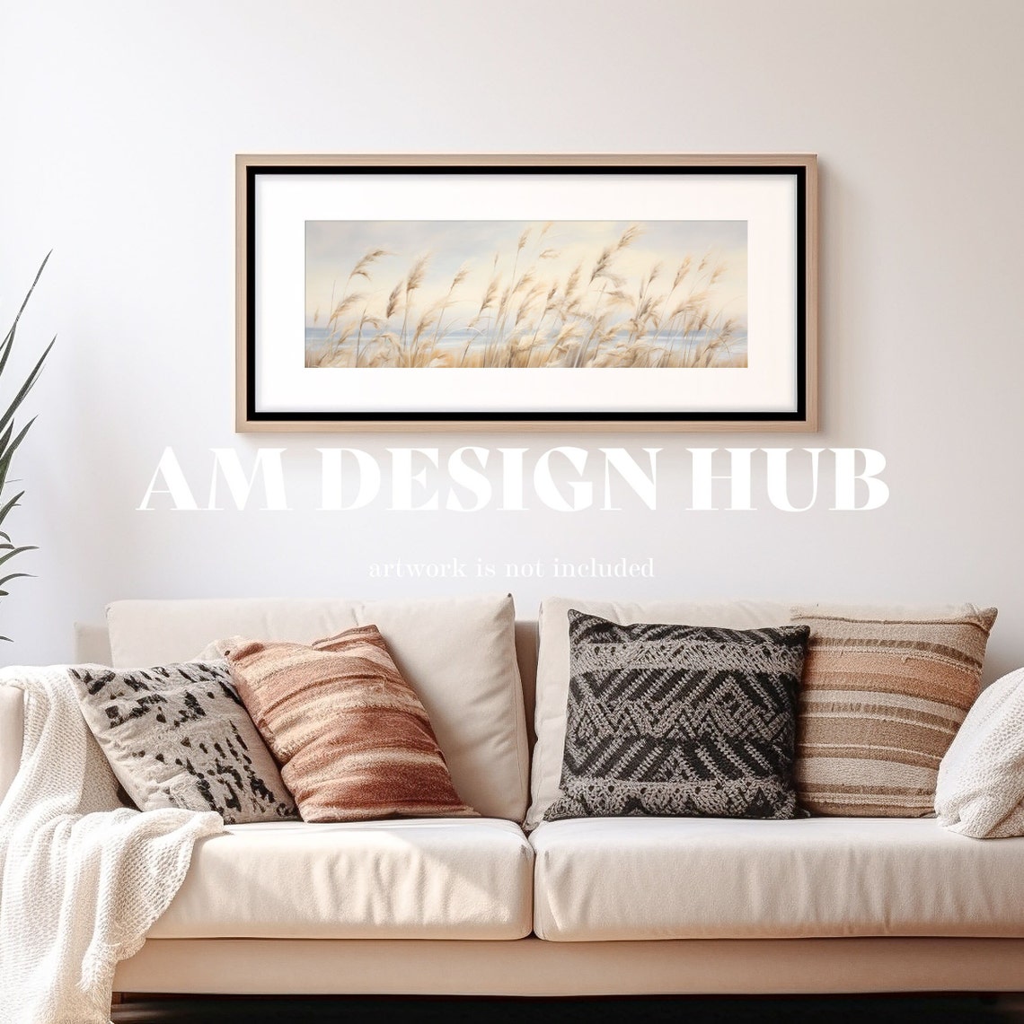 Panoramic Wood Frame Mockup PSD, for 3:1 Ratio Landscape Wall Art, 24x8 ...