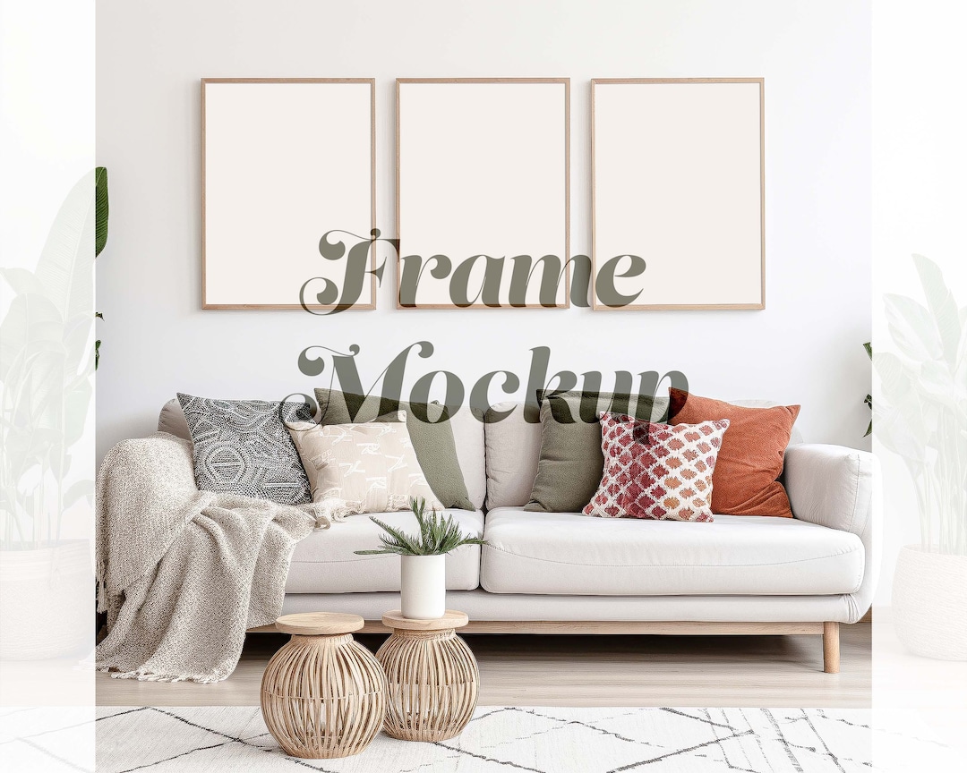 Three Frame Mockup, for 3x4 Ratio Wall Art Set of 3, Minimal Bohemian ...