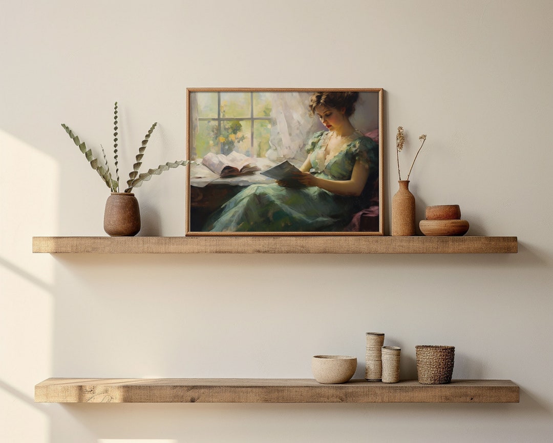 Horizontal Frame Mockup, 4x3 Wall Art Display With Boho Frame on Shelf ...