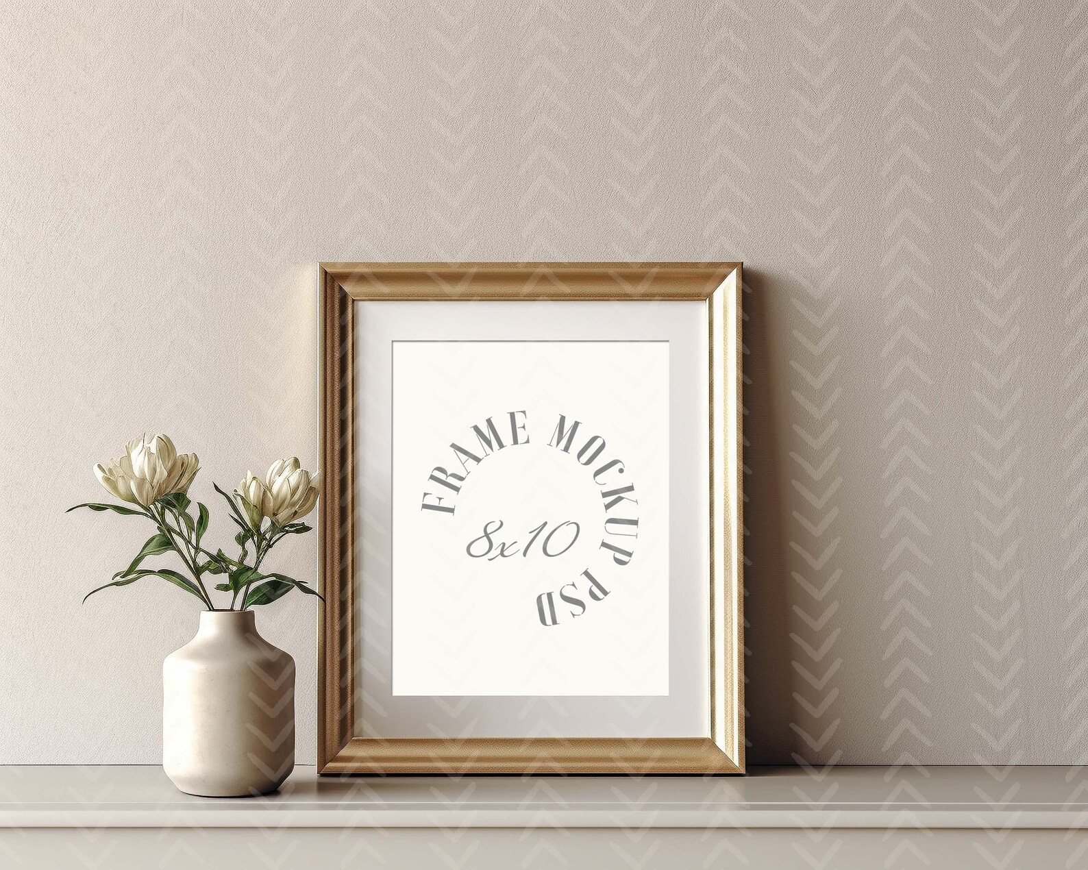 Bronze Gold Frame Mockup PSD, for 4x5 Ratio Vertical Wall Art, Vertical ...