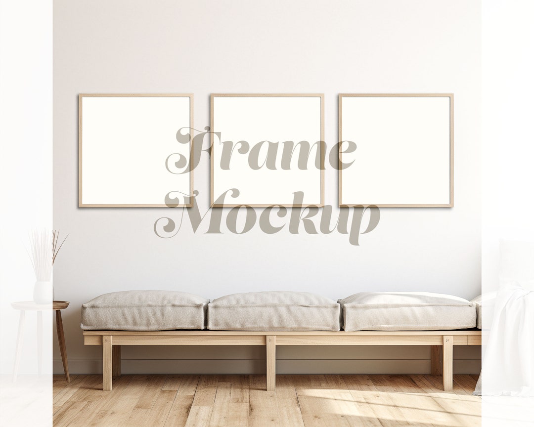 Three Square Frame Mockup PSD, Set of 3 Poster Frames for Printable ...
