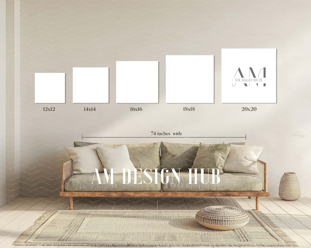 Square Wall Art Size Guide Mockup, Square Print Sizes Guide, Smart ...