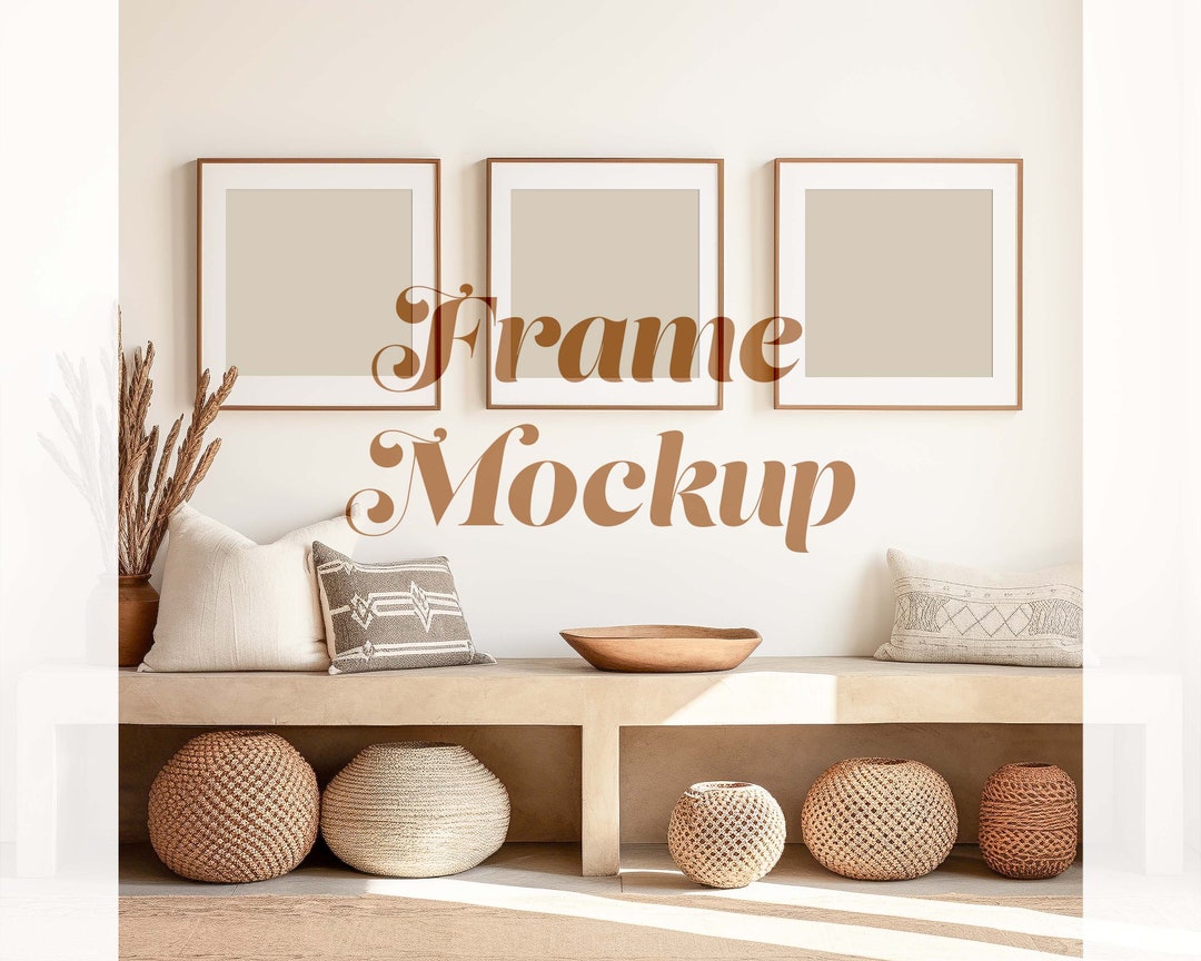 Three Square Frames Mockup, for Square Wall Art Print Set of 3, Square ...