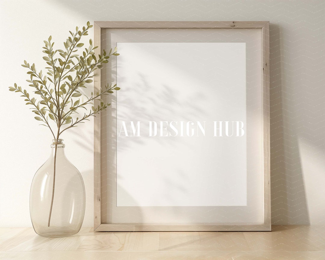 Closeup Wood Frame Mockup, 4x5 Ratio Art Poster Mockup, Stylish Frame ...
