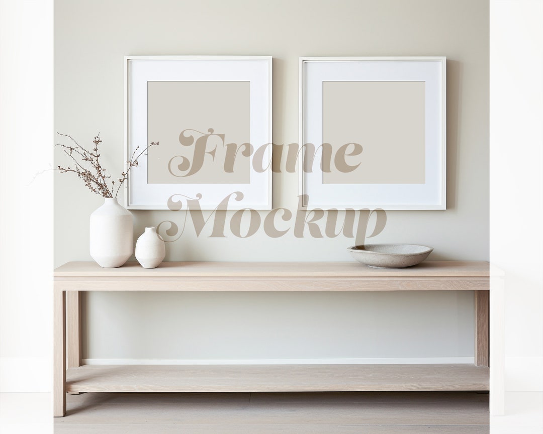 White Square Frames Mockup, Modern Minimalist, Two White Frames Mockup ...