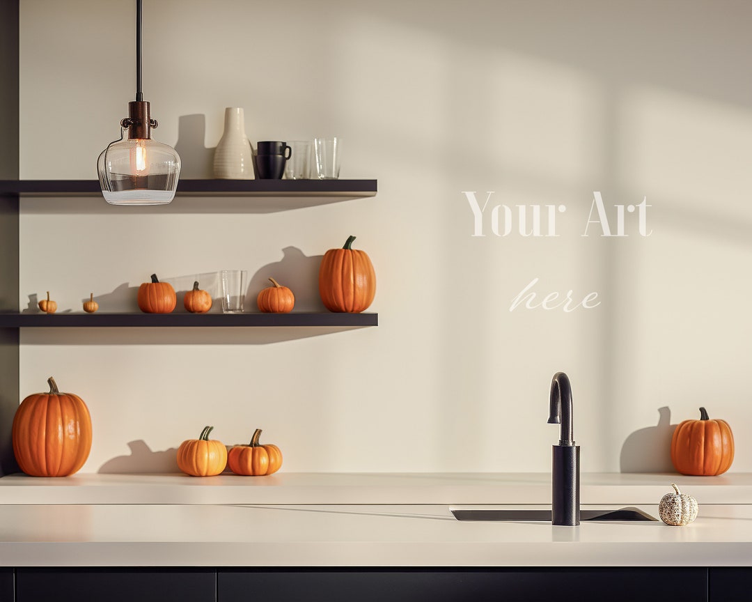 Home Kitchen Countertop Mockup, Kitchen Stock Photo, Thanksgiving Decor ...