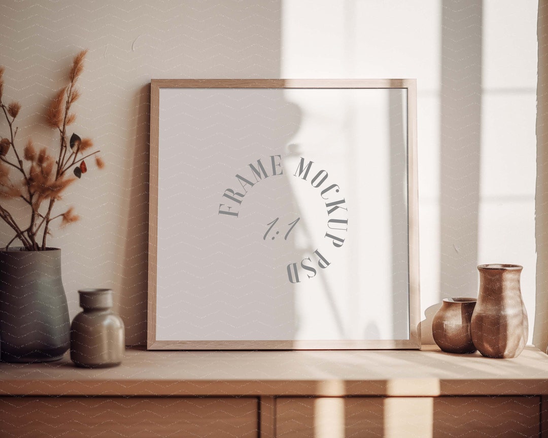 Farmhouse Square Frame Mockup, Vintage Wood Frame Mockup, Square Frame ...