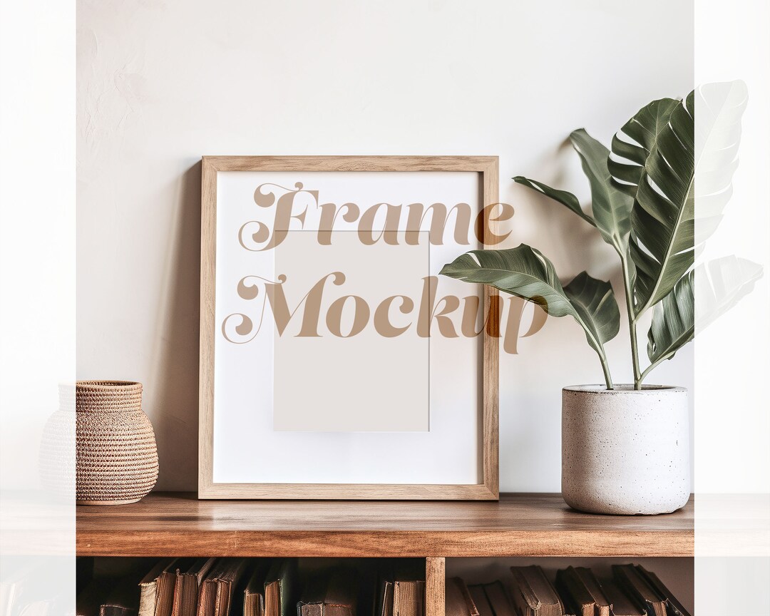 Boho Wood Frame Mockup, Vertical 3x4 Poster Display on Shelf - Etsy