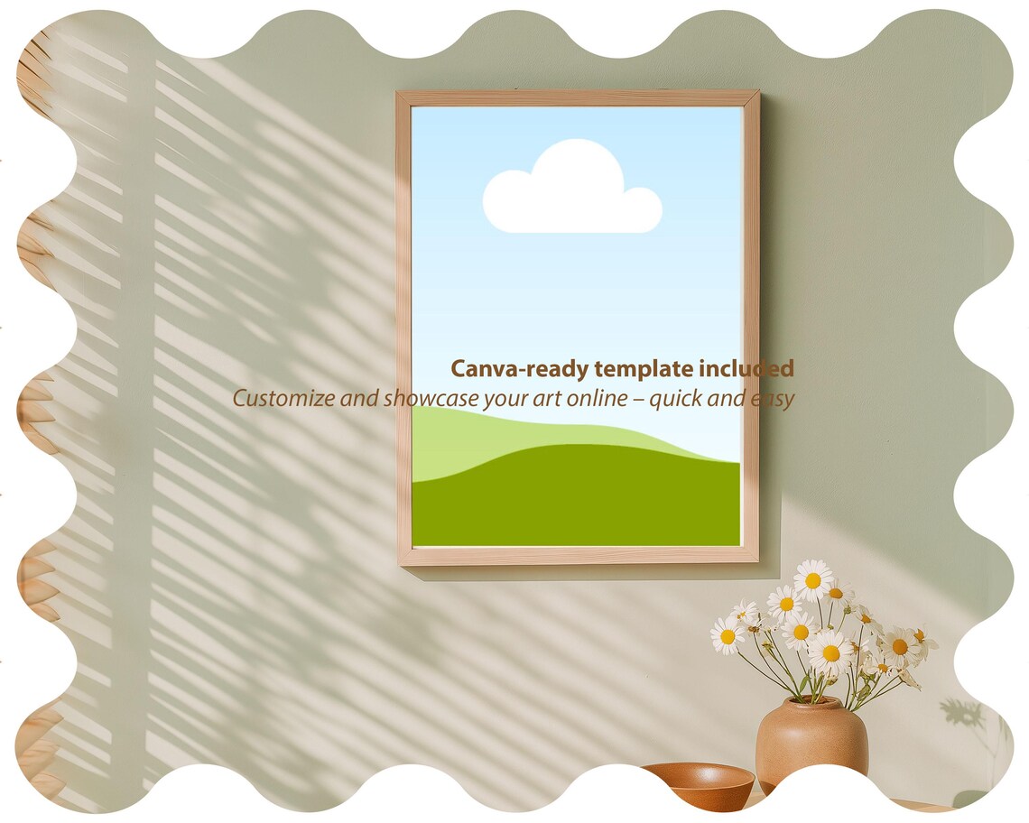 Frame Mockup, Vertical Wooden 3x4 Poster Frame With Spring Greenery ...