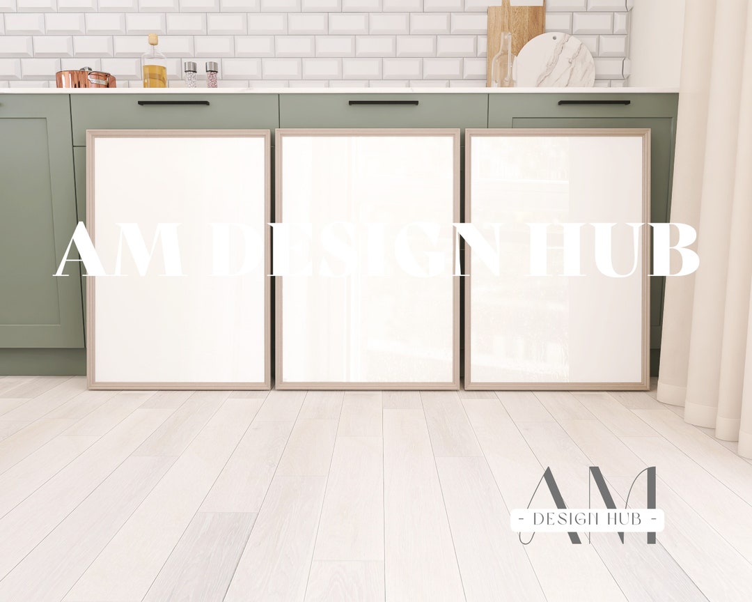 Three Frames Mockup, for Vertical A4 Posters Set, Kitchen Interior Wall ...