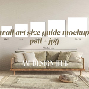 Square Wall Art Size Guide Mockup, Square Print Sizes Guide, Smart ...