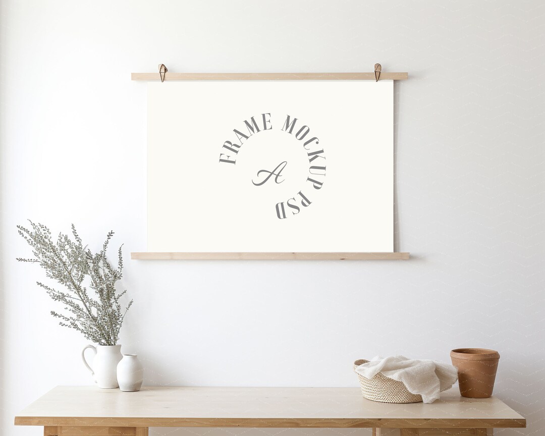 Light Oak Poster Hanger Mockup, Wooden Poster Hanger Mockup DIN A ...