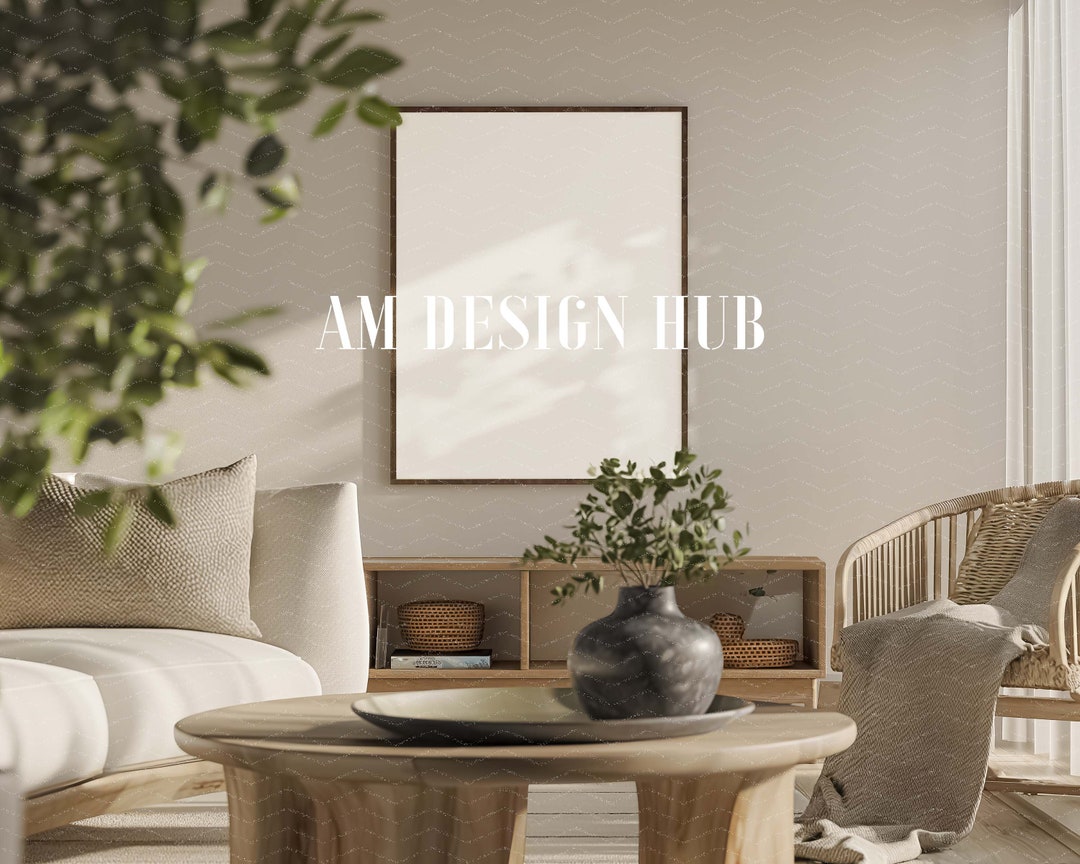 Vertical Frame Mockup, 4x5 Ratio Poster Display in Modern Living Room ...