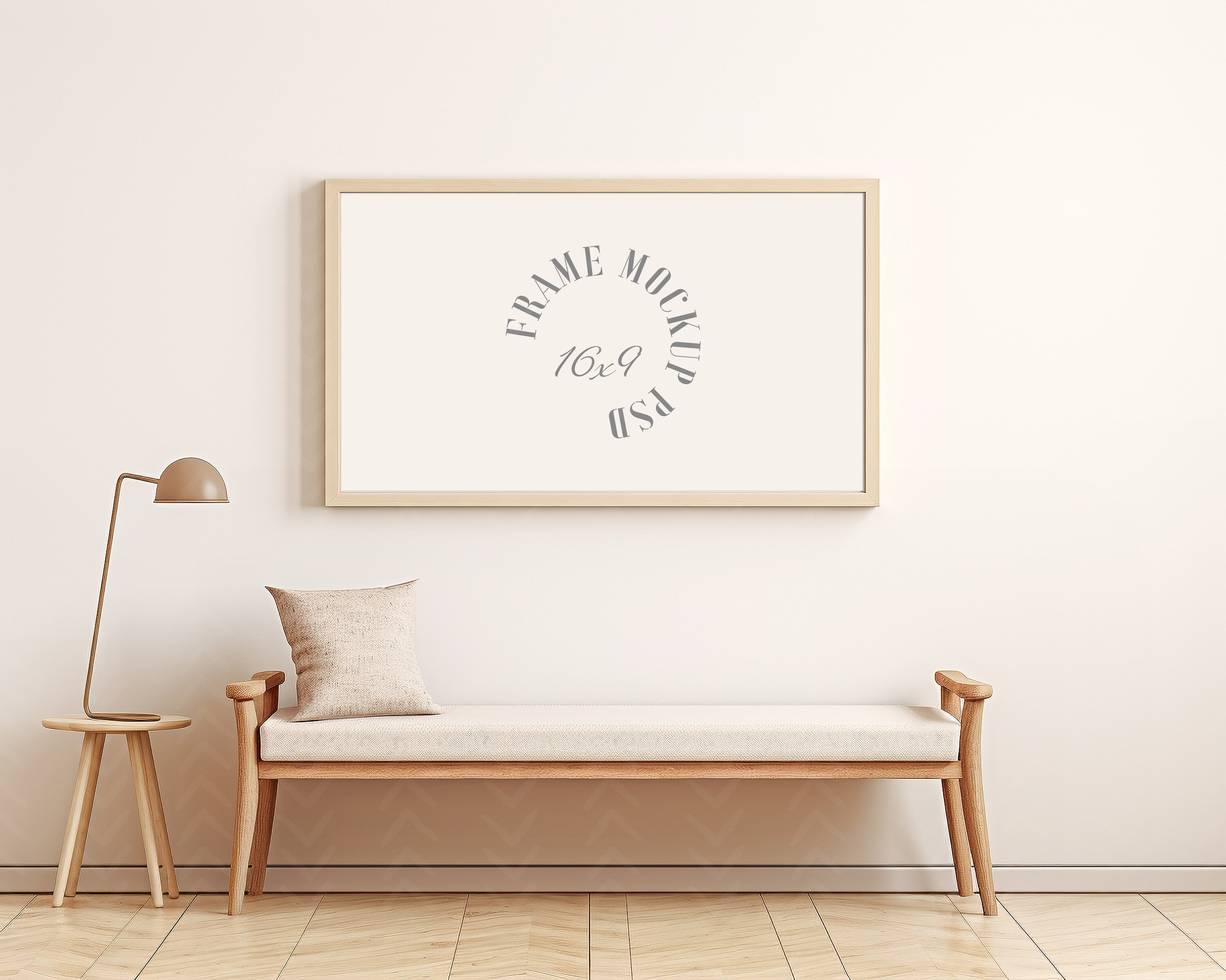 Wood Frame TV Mockup PSD, 16x9 Horizontal TV Frame Mockup, Landscape ...