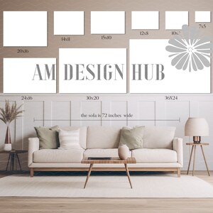 Wall Art Size Guide Mockup, Landscape Poster Mockup, Minimalist, Modern ...