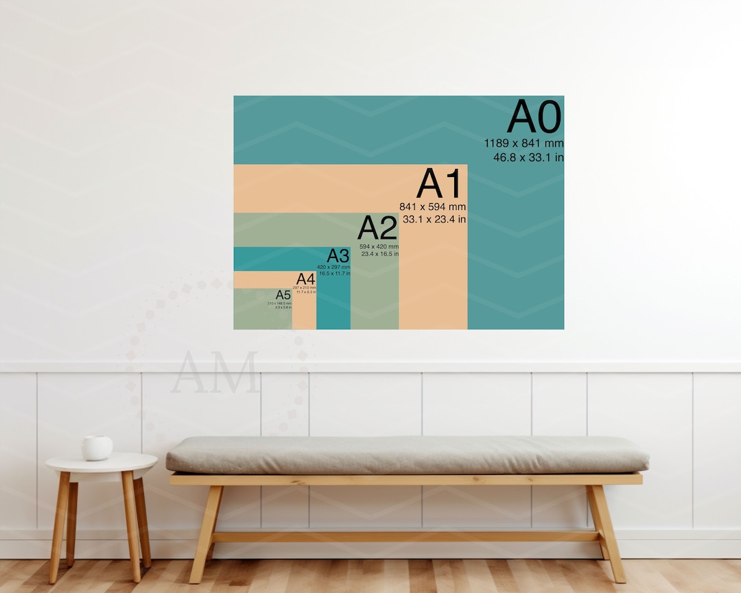 Wall Art Size Guide, Two Versions, Horizontal and Vertical, Poster Size ...