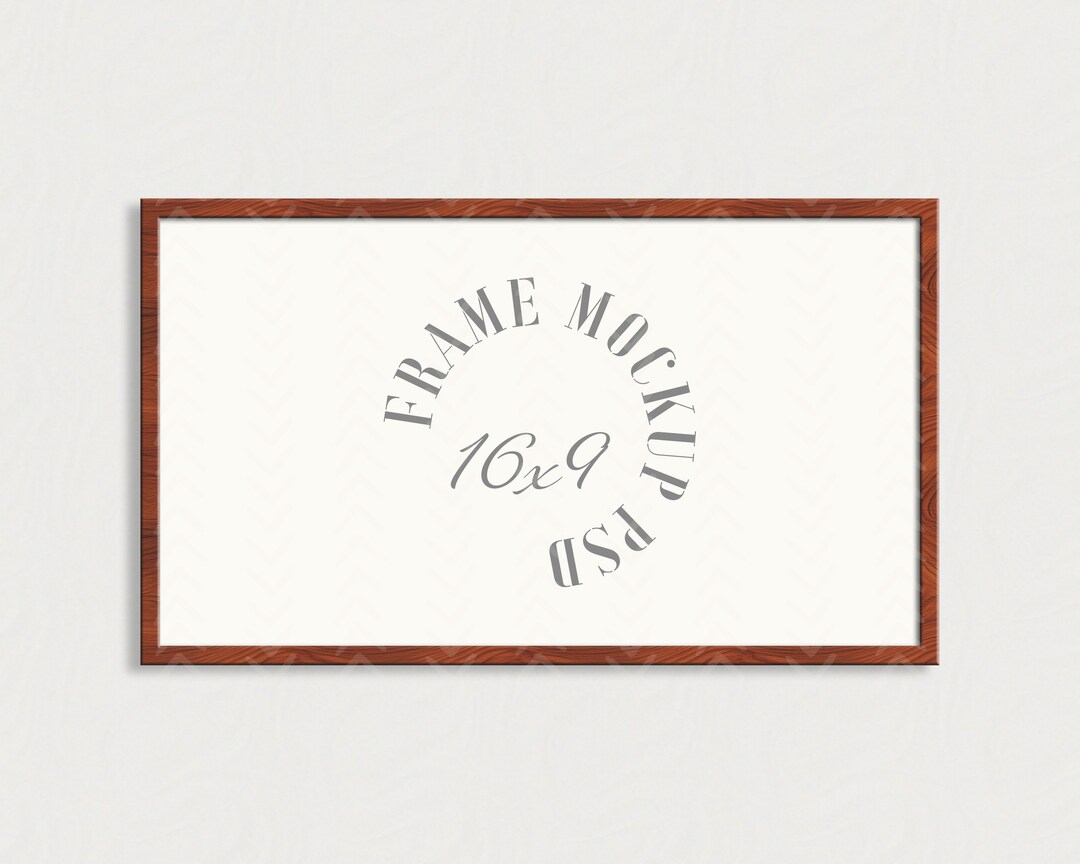 Frame TV Mockup PSD, 16x9 Landscape Brown Wooden Frame, Horizontal ...