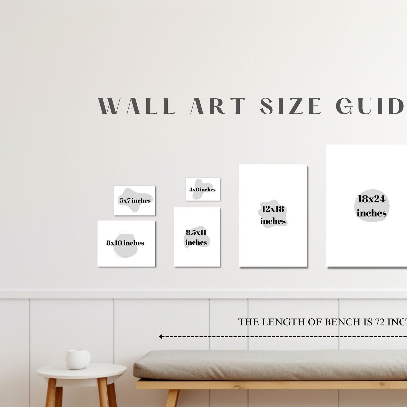 Wall Art Size Guide, Poster Size Guide, in Inches, Gallery Wall Art ...