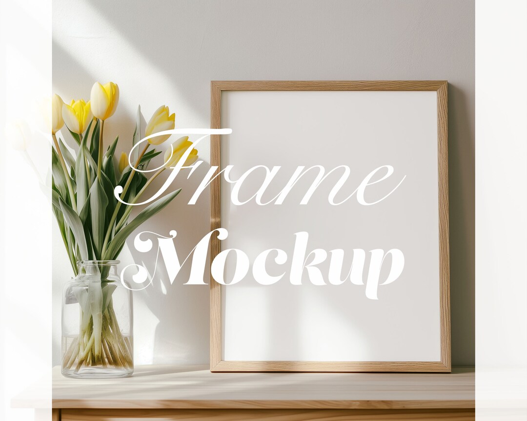Wood Frame Mockup PSD, 4x5 Aspect Ratio Wall Art Mockup, Light Brown ...