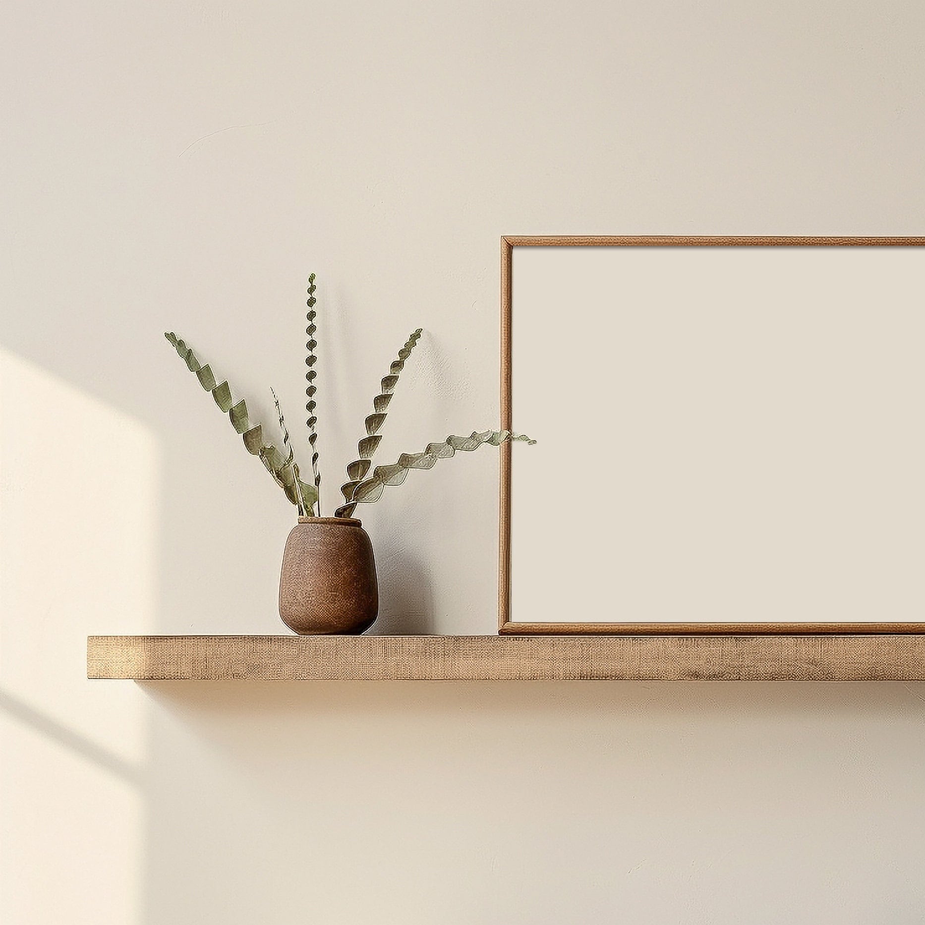 Horizontal Frame Mockup, 4x3 Wall Art Display With Boho Frame on Shelf ...