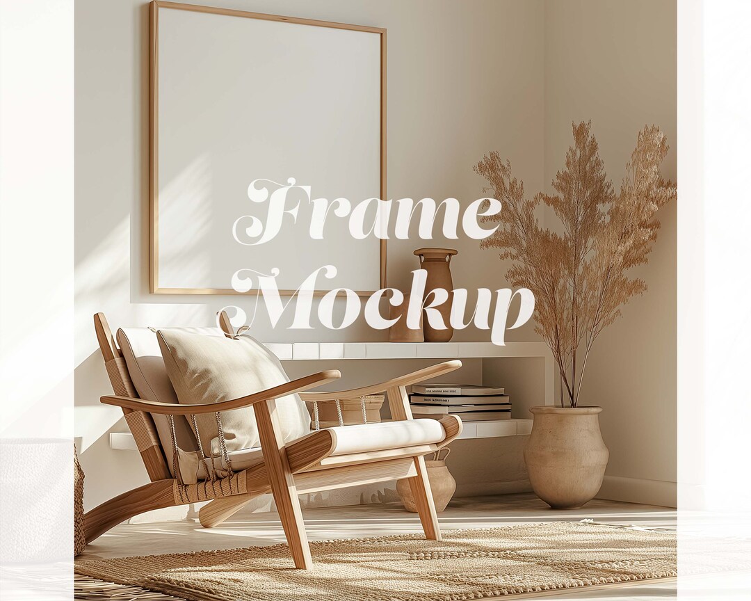 Square Frame Mockup, Art Frame on White Wall, Square Poster Mockup ...