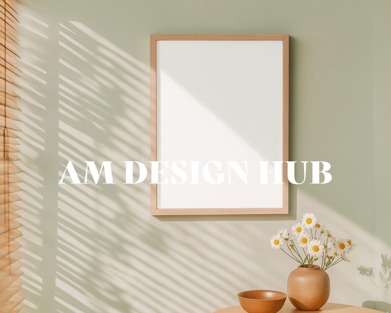 Frame Mockup, Vertical Wooden 3x4 Poster Frame With Spring Greenery ...