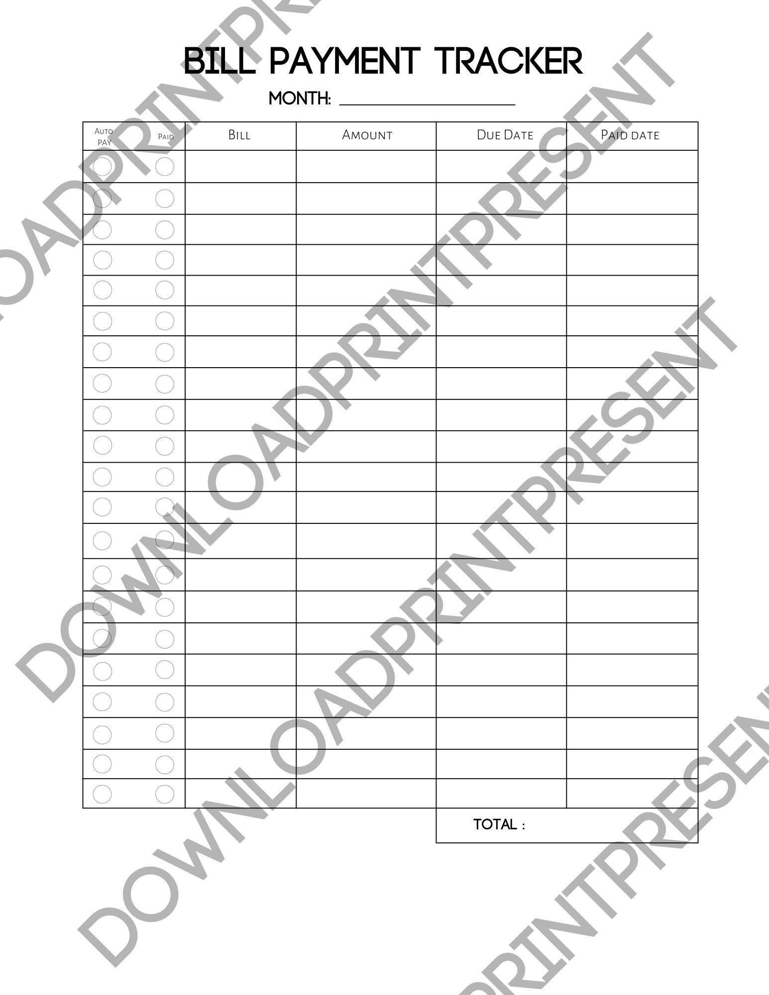 Bill Tracker Printable Sheet | Responsible Bill Payment Tracker Digital ...