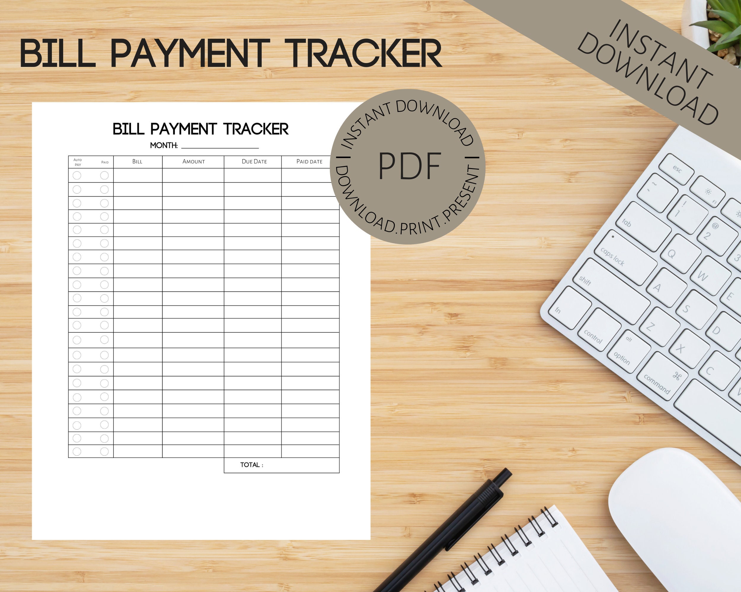Bill Tracker Printable Sheet | Responsible Bill Payment Tracker Digital ...