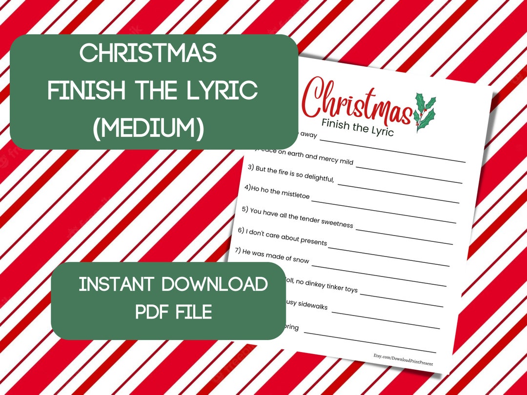 Christmas Song Trivia Game Finish the Lyrics Christmas Printable Game ...