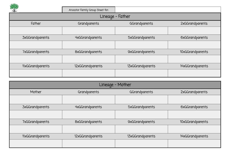 Family Group Sheets Stack Genealogy Workbook Google Sheets Template - Etsy