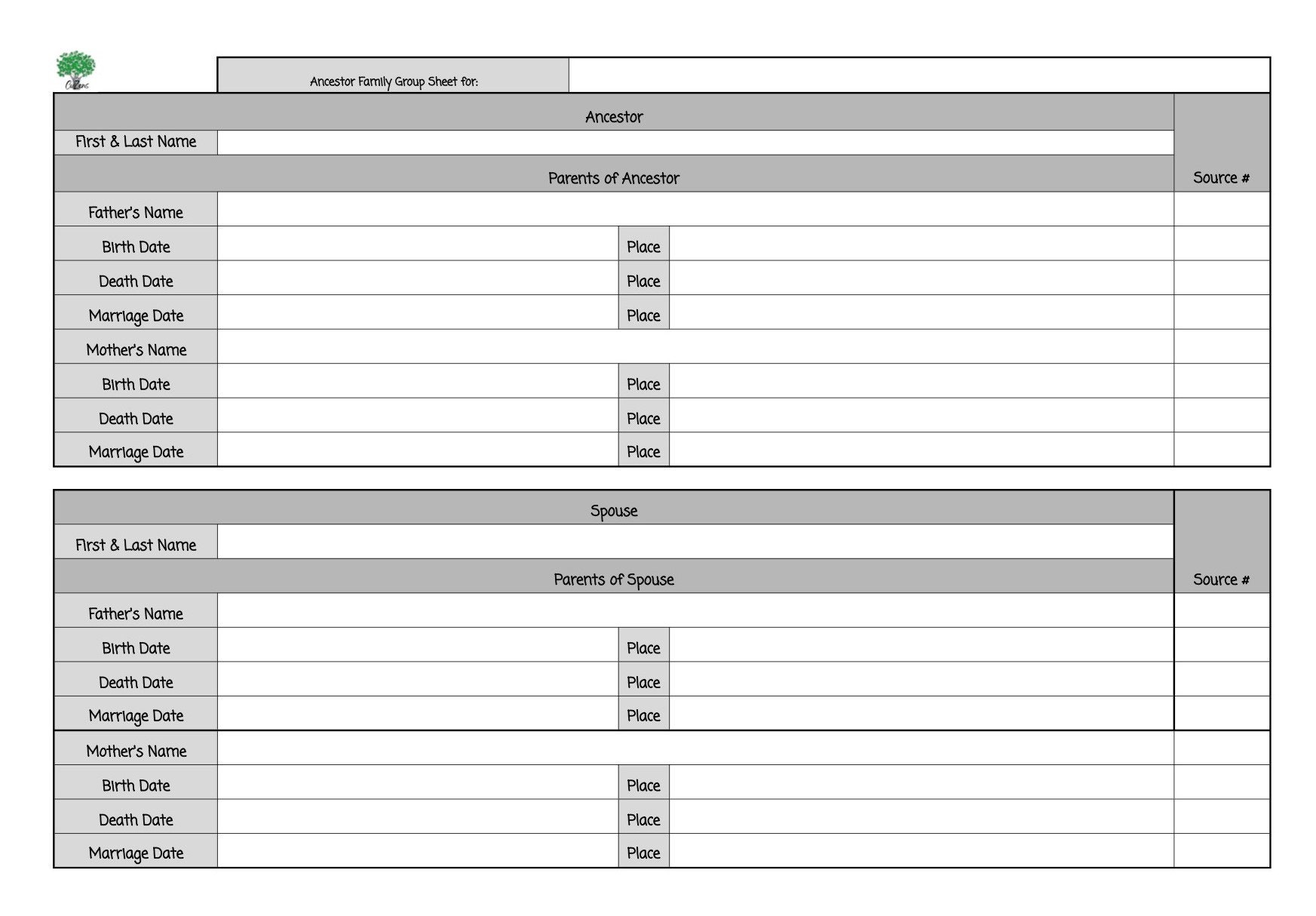 Family Group Sheets Stack Genealogy Workbook Google Sheets Template - Etsy