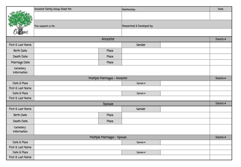 Family Group Sheets Stack Genealogy Workbook Google Sheets Template - Etsy