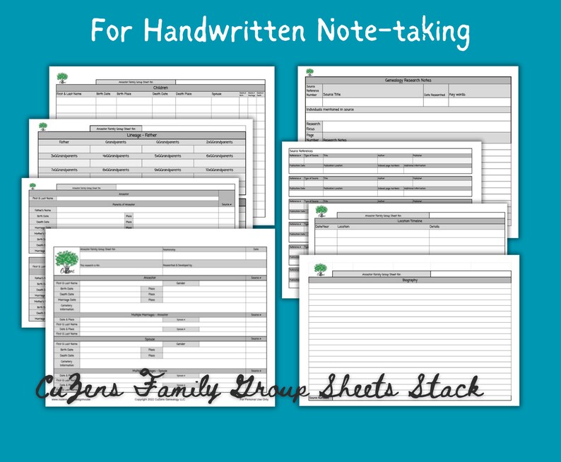 Handwritten Note-taking for Family Group Sheets Stack Genealogy ...