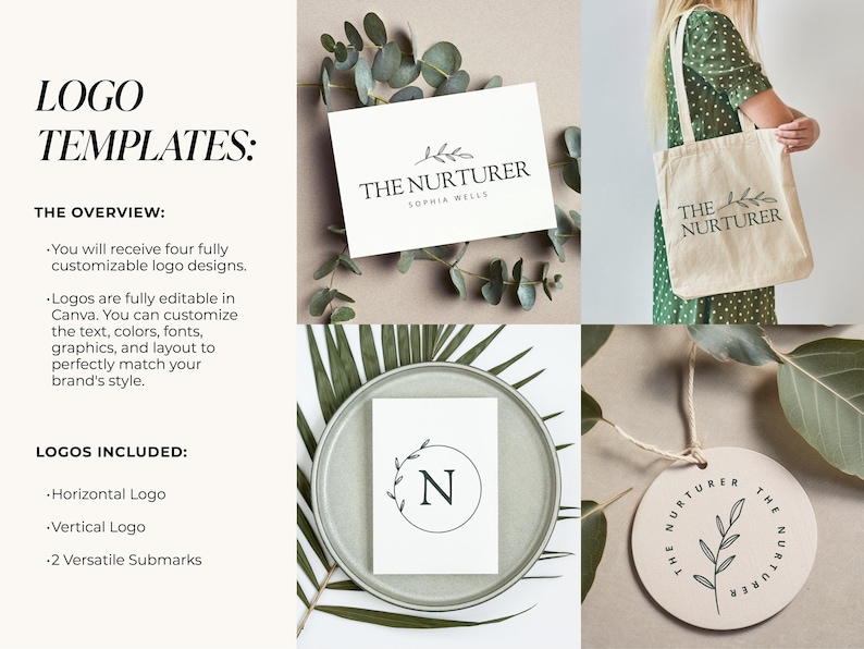 The Nurturer 3-in-one Brand Kit – Squarespace Website, Canva Logo ...