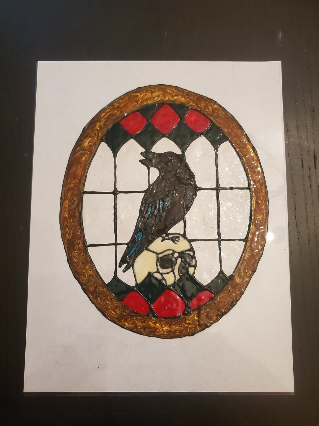Raven and Skull Stained Glass Window Cling for Halloween - Etsy