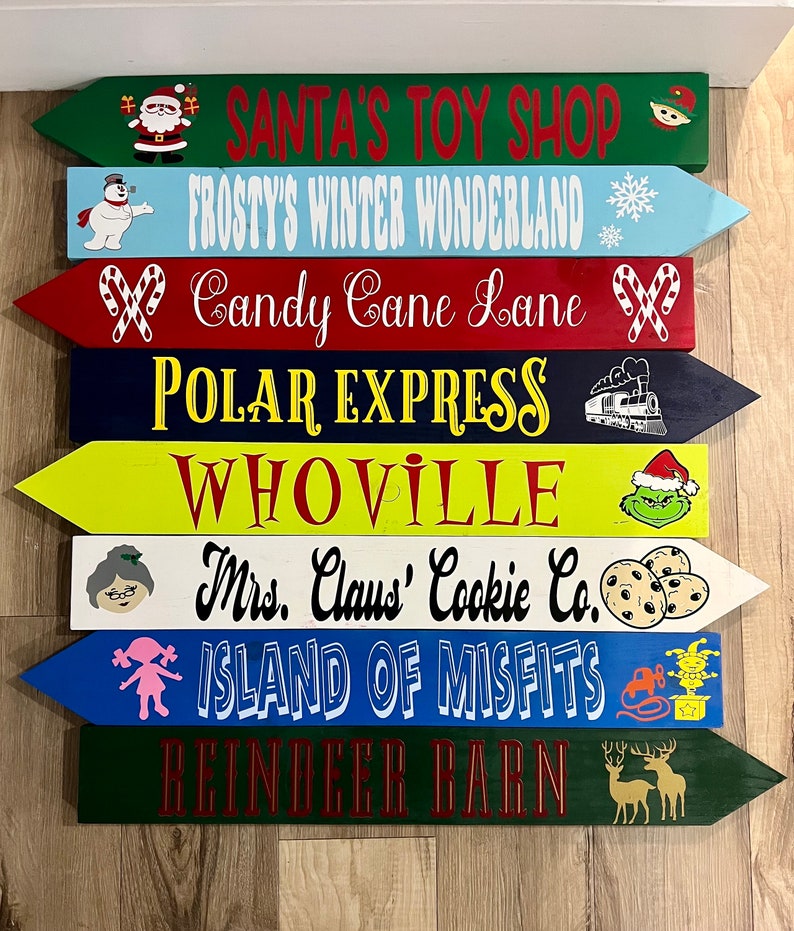 Christmas Directional Signs/ Christmas Signpost/ Christmas Decorations ...