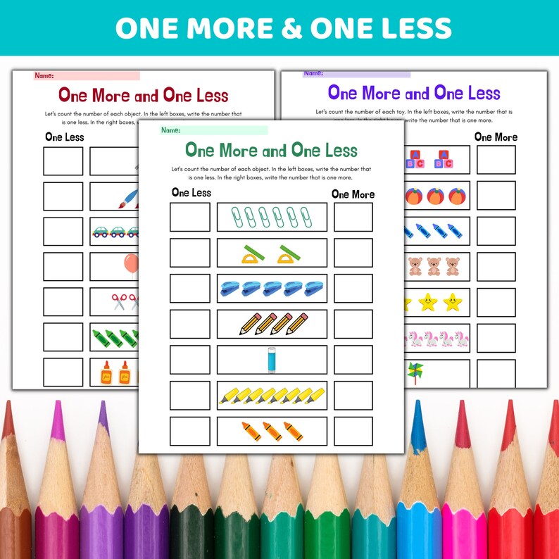 20 Printable One More & One Less Worksheets, Number Writing Practice ...