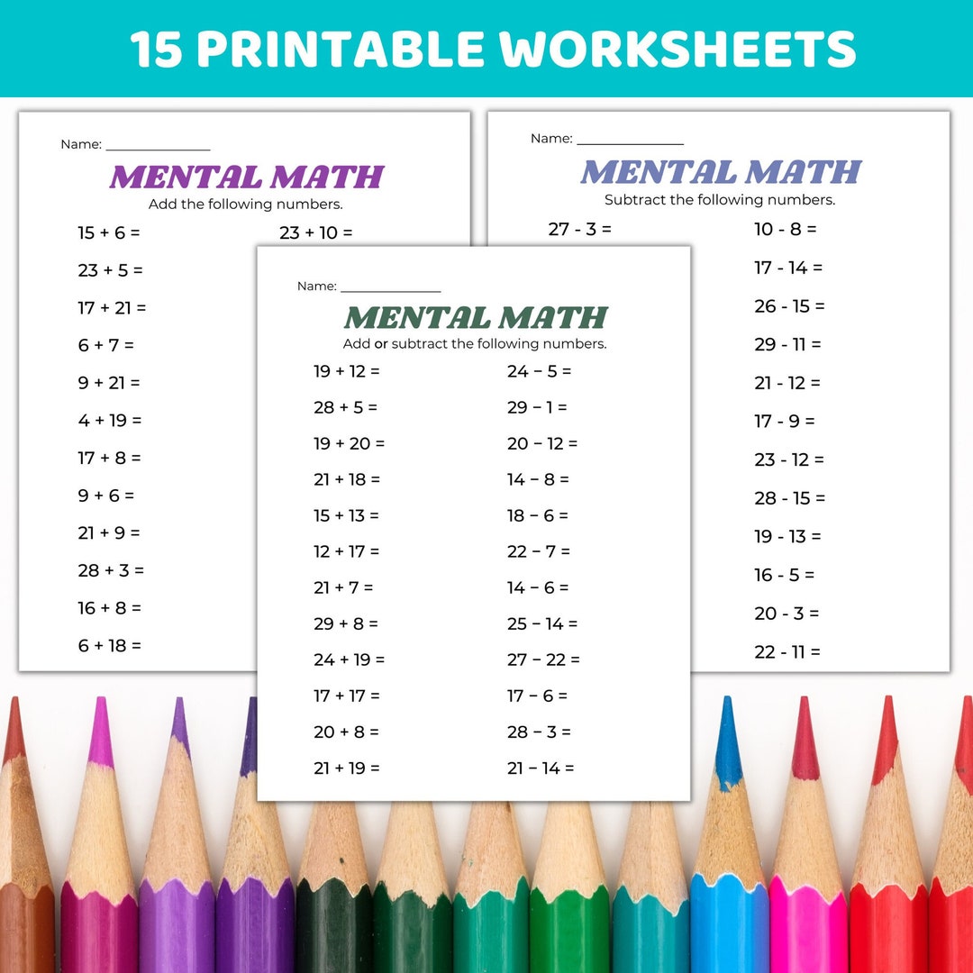 Printable Addition and Subtraction Practice Tests Practice - Etsy Canada