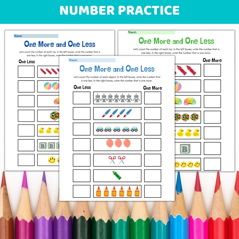 20 Printable One More & One Less Worksheets, Number Writing Practice ...